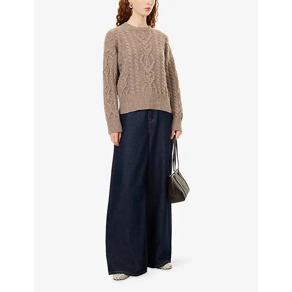 Max Mara Round Neck Cable Knit Wool Jumper