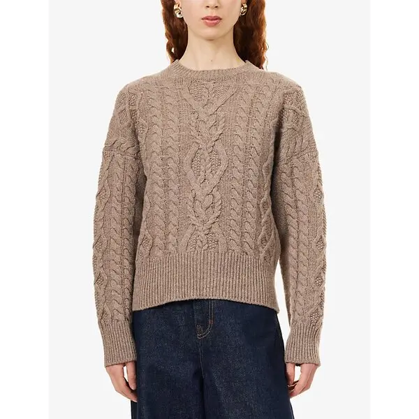 Max Mara Round Neck Cable Knit Wool Jumper