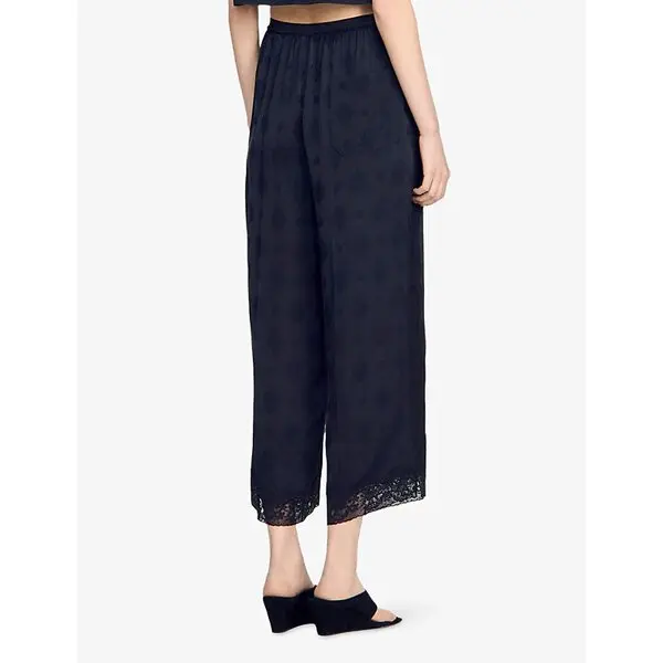 Sandro Cropped Jacquard-pattern Woven Trousers