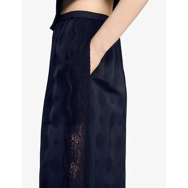 Sandro Cropped Jacquard-pattern Woven Trousers