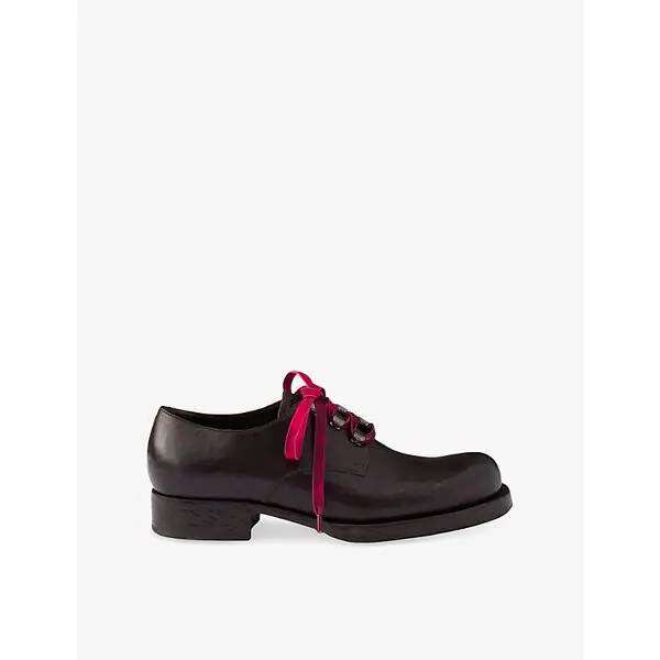 Prada Antiqued Leather Lace-up Shoes