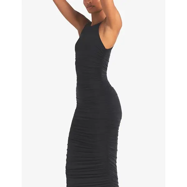SKIMS Ruched Sleeveless Jersey Maxi Dress - Obsidian