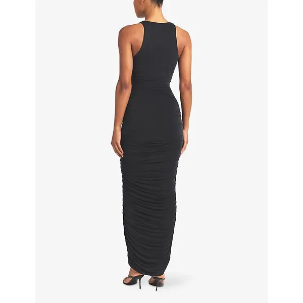 SKIMS Ruched Sleeveless Jersey Maxi Dress - Obsidian