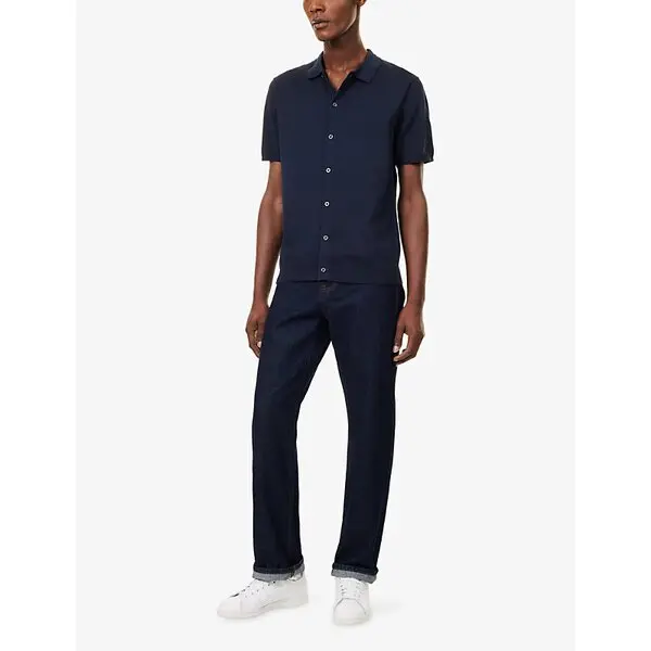 ARNE Classic-collar Ribbed-trim Cotton Shirt