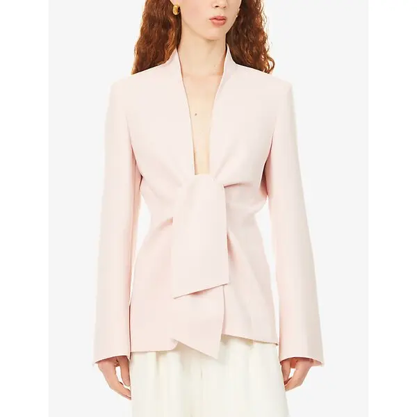 Max Mara Cady Woven Jacket With Sash Detail