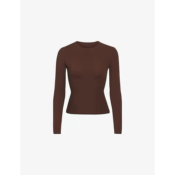 SKIMS Fits Everybody Long-sleeve Jersey T-shirt - Cocoa