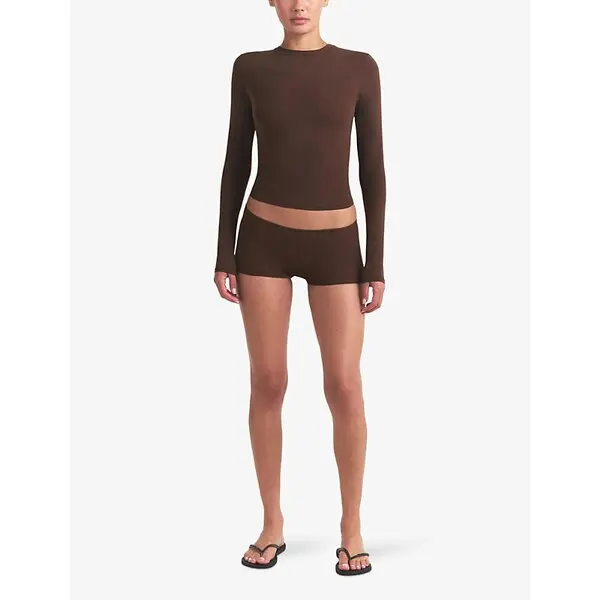 SKIMS Fits Everybody Long-sleeve Jersey T-shirt - Cocoa
