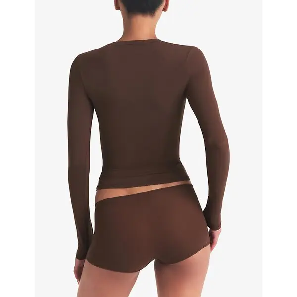 SKIMS Fits Everybody Long-sleeve Jersey T-shirt - Cocoa