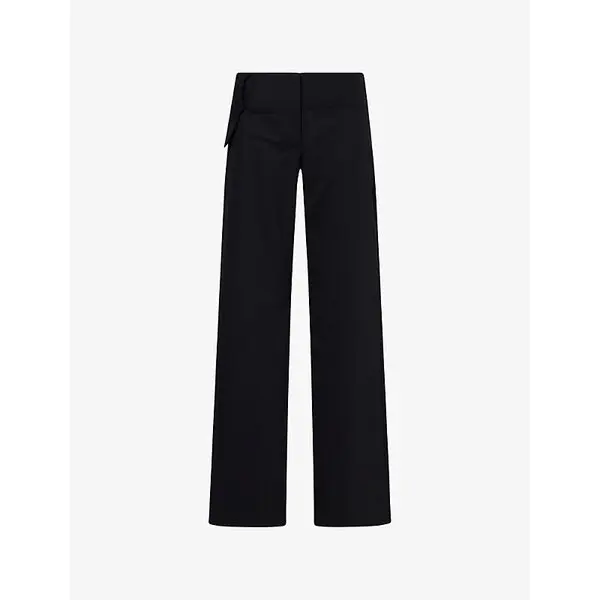 ST. AGNI Belted Straight-leg Wool Trousers