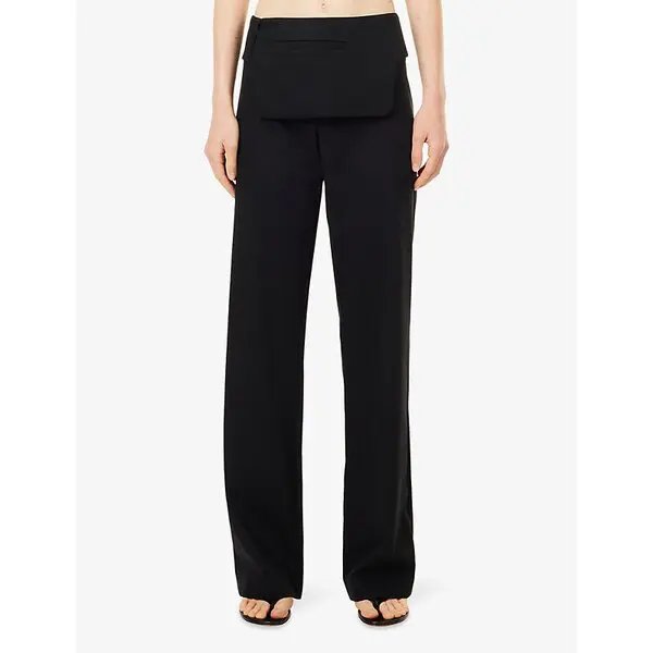 ST. AGNI Belted Straight-leg Wool Trousers