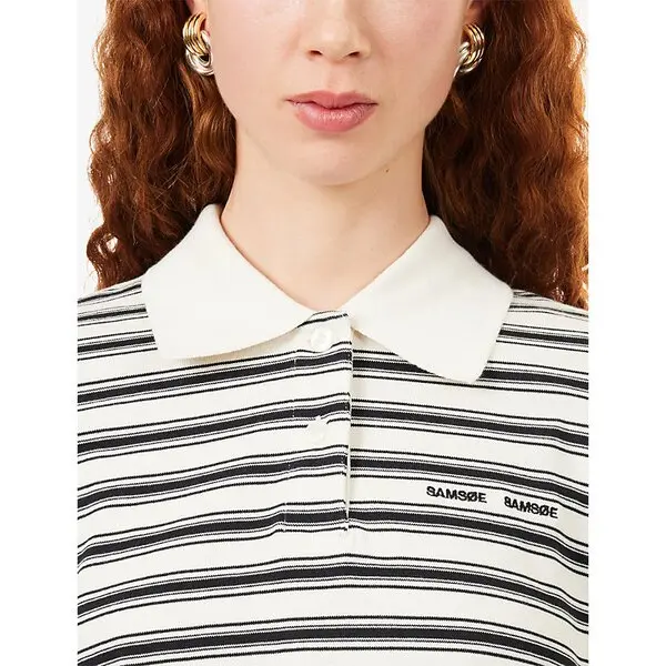 SAMSOE SAMSOE Samsøe Samsøe Long-sleeve Striped Rugby Top - Egret