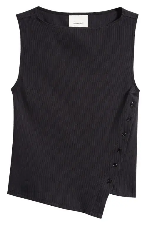REFORMATION Hudson Knit Tank With Asymmetrical Hem - Black