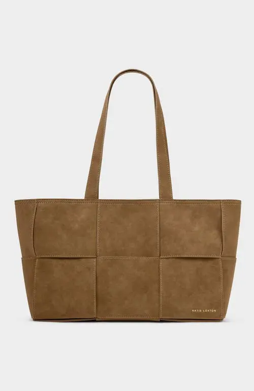KATIE LOXTON Taya Hand Woven Suedette Tote Bag - Caramel