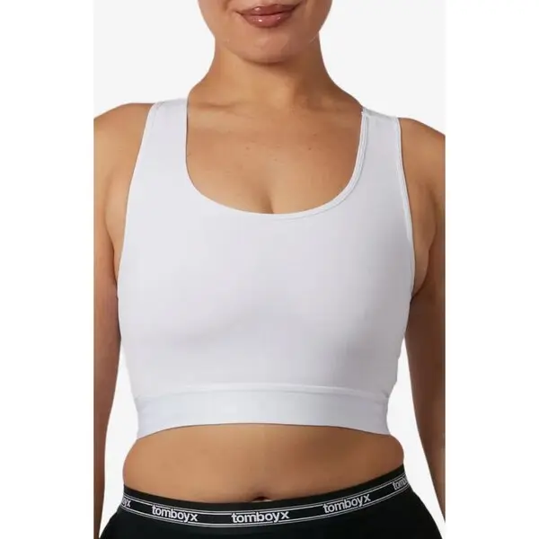TOMBOYX Compression Plus Racerback Crop Top - White