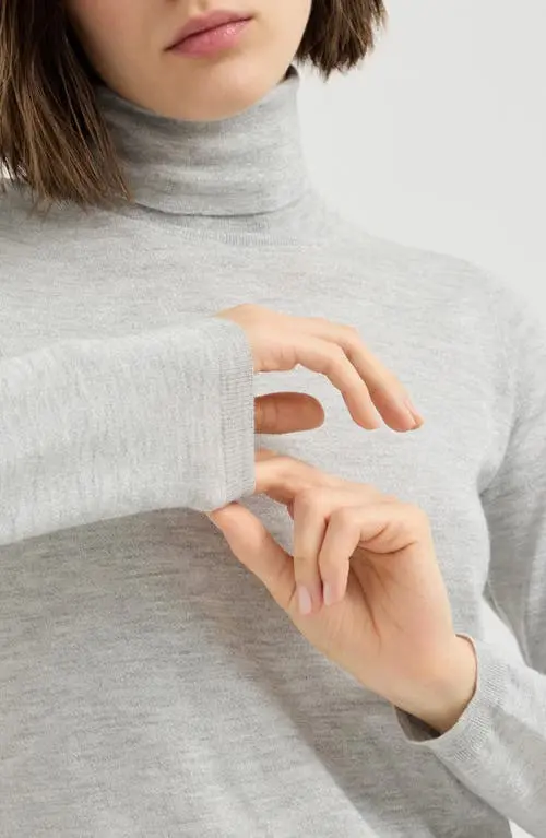 Brunello Cucinelli Sparkling Cashmere And Silk Lightweight Turtleneck Sweater - Pebble