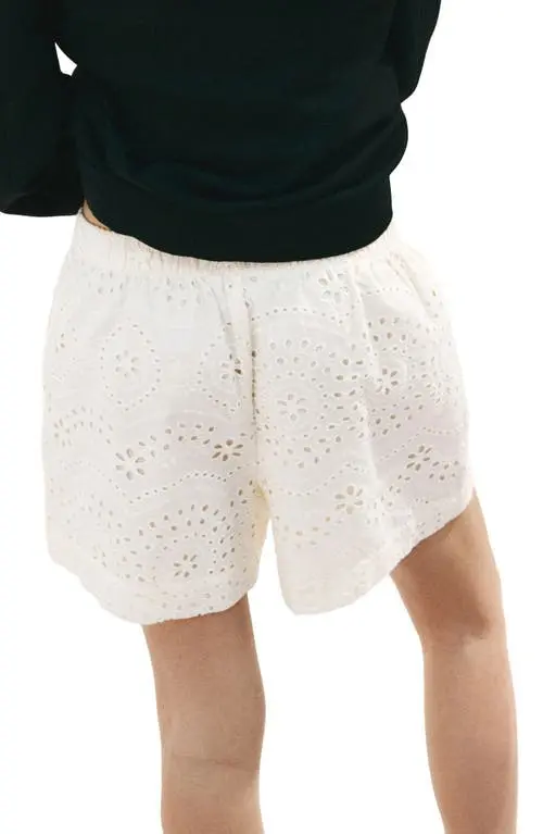 Mango Broderie Anglaise Cotton Eyelet Shorts