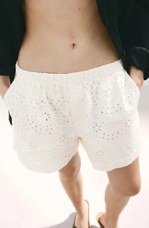 Mango Broderie Anglaise Cotton Eyelet Shorts
