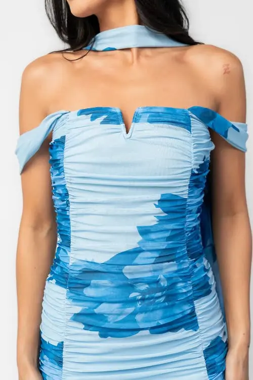 BALTIC BØRN Bellina Off Shoulder Maxi Dress With Floral Print And Ruching