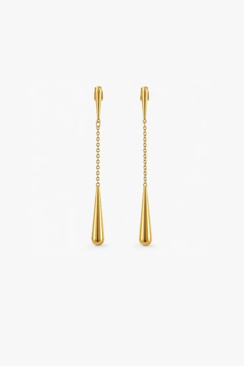 MEIDEYA Teardrop Dangle Chain Earrings - Gold