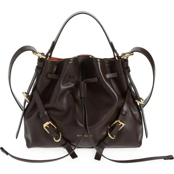 Givenchy Small Voyou Leather Bucket Bag - Chocolate