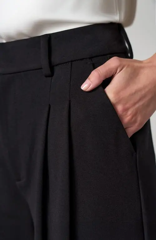 LIVERPOOL High Waisted Pleated Wide Leg Ankle Pants - Black