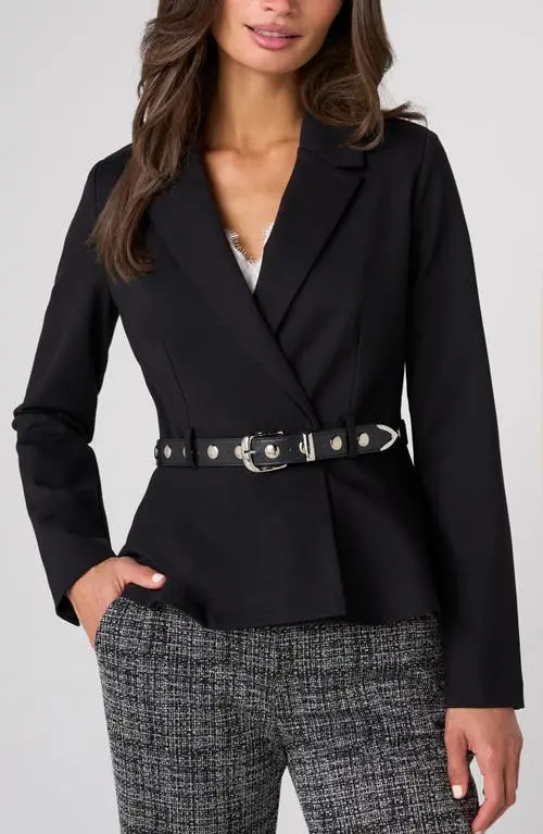 LIVERPOOL Belted Peplum Blazer - Black