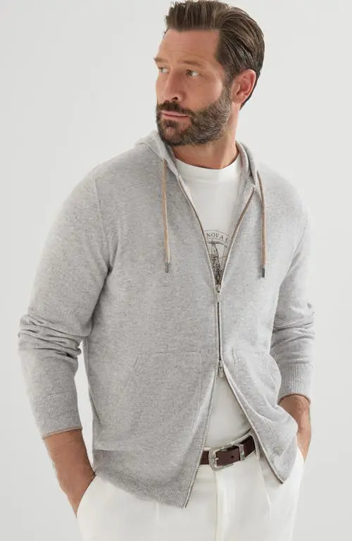 Brunello Cucinelli Cashmere Zip-up Hooded Cardigan - Pebble