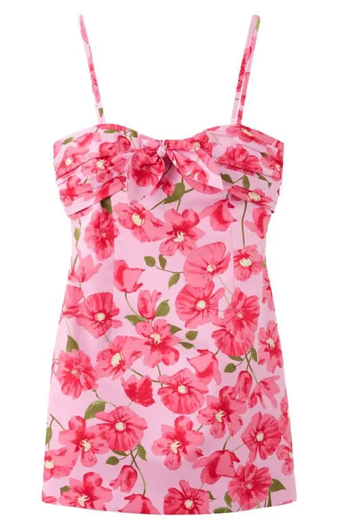 Mango Bow Floral Cotton Mini Dress