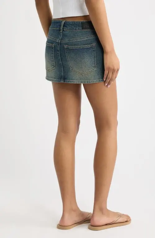 PACSUN Stretch Cotton Denim Miniskirt With Double Button Waistband