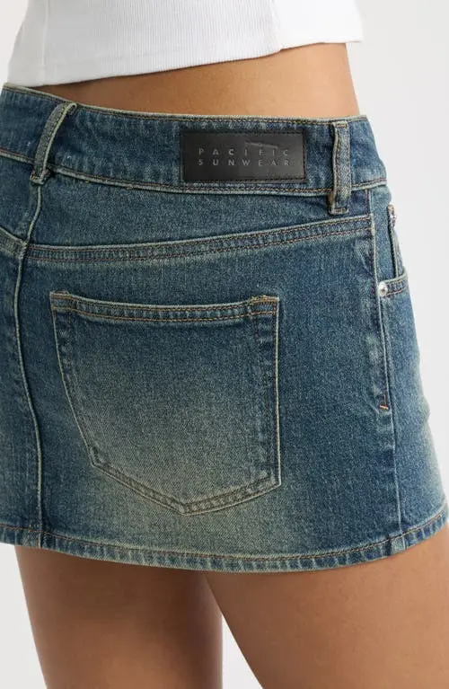 PACSUN Stretch Cotton Denim Miniskirt With Double Button Waistband