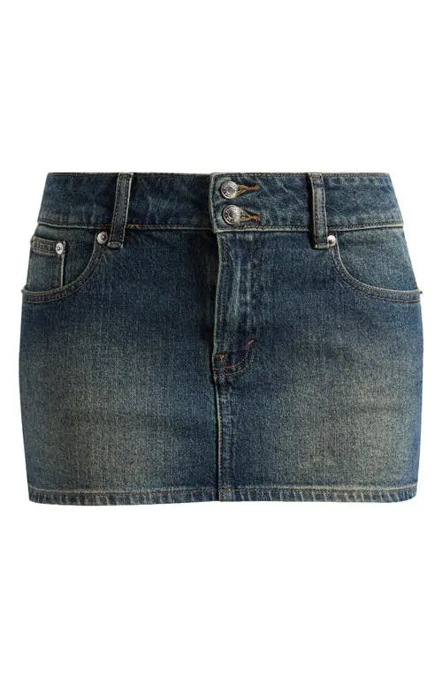 PACSUN Stretch Cotton Denim Miniskirt With Double Button Waistband