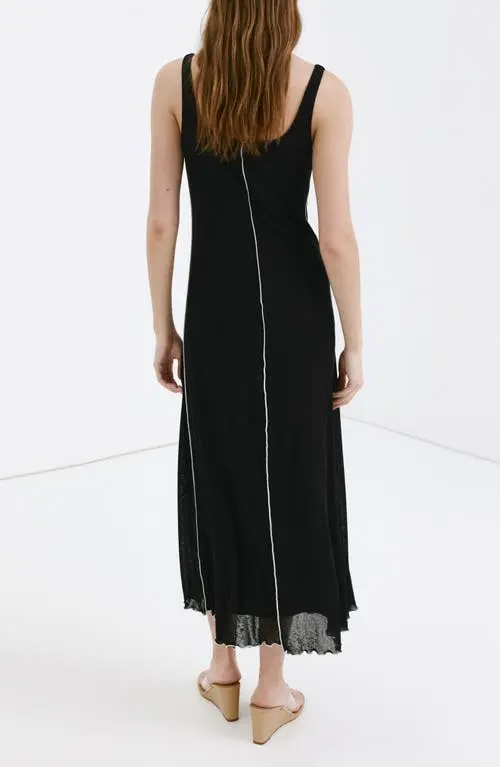 Mango Contrast Stitch Midi Dress