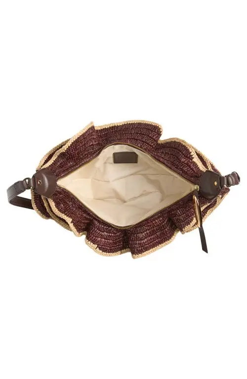 Zimmermann Ruffle Woven Raffia Shoulder Bag