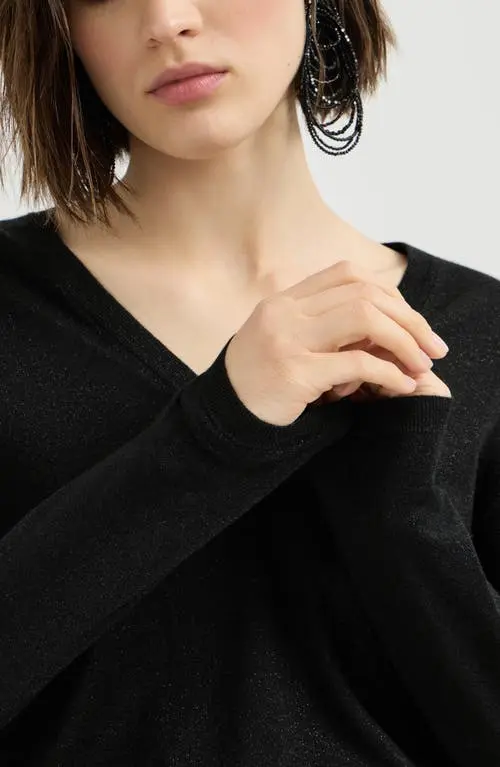 Brunello Cucinelli Cashmere And Silk Sparkling Lightweight Sweater - Black
