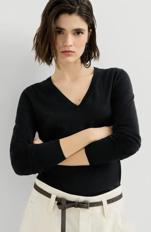 Brunello Cucinelli Cashmere And Silk Sparkling Lightweight Sweater - Black