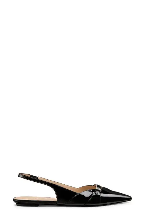 STUART WEITZMAN Georgie Pointed Toe Leather Slingback Flat