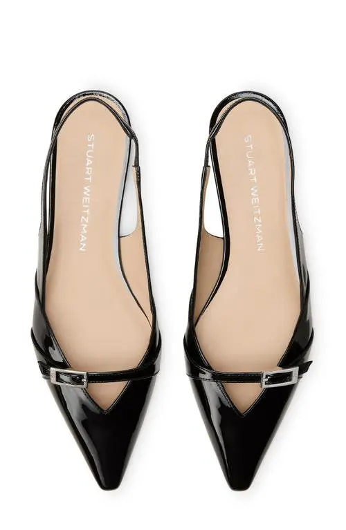 STUART WEITZMAN Georgie Pointed Toe Leather Slingback Flat