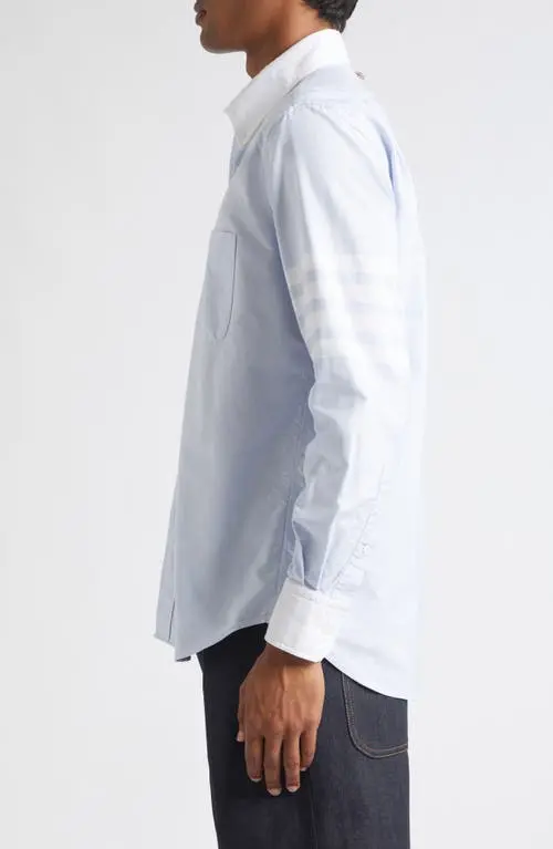 Thom Browne Straight Fit Cotton Button-down Shirt - Light Blue