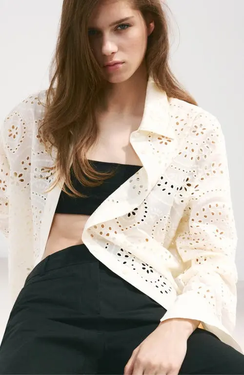 Mango Eyelet Cotton Shirt