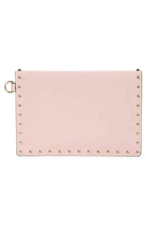 Valentino Garavani Medium Rockstud Leather Clutch - Rose Quartz