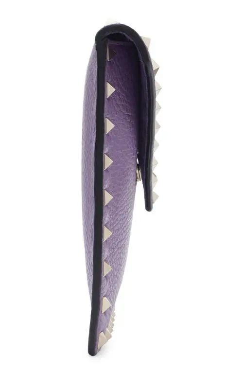Valentino Garavani Medium Rockstud Leather Clutch - Violet
