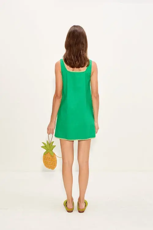 SIMONMILLER Sahara Embroidered Linen Dress