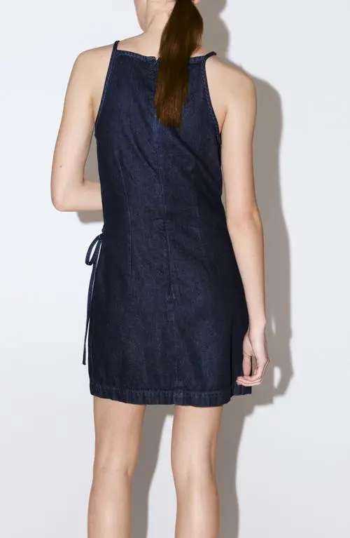 Mango Tie Detail Strappy Cotton Denim Dress