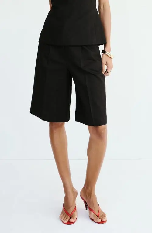 Mango Straight Linen Blend Bermuda Shorts