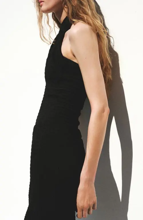 Mango Crossed Halter Midi Dress With Slit