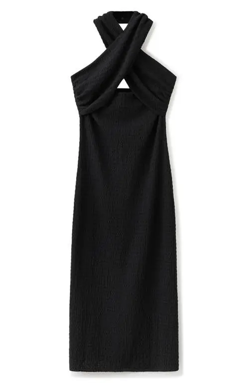 Mango Crossed Halter Midi Dress With Slit