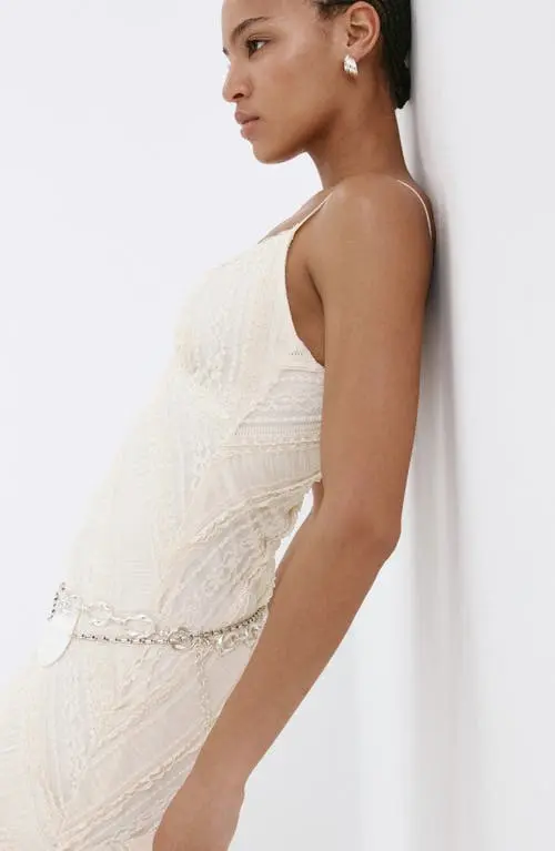 Mango Asymmetrical Lace Midi Dress