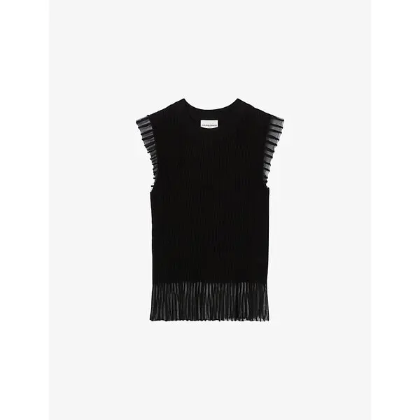 Claudie Pierlot Sleeveless Ruffled Knitted Top