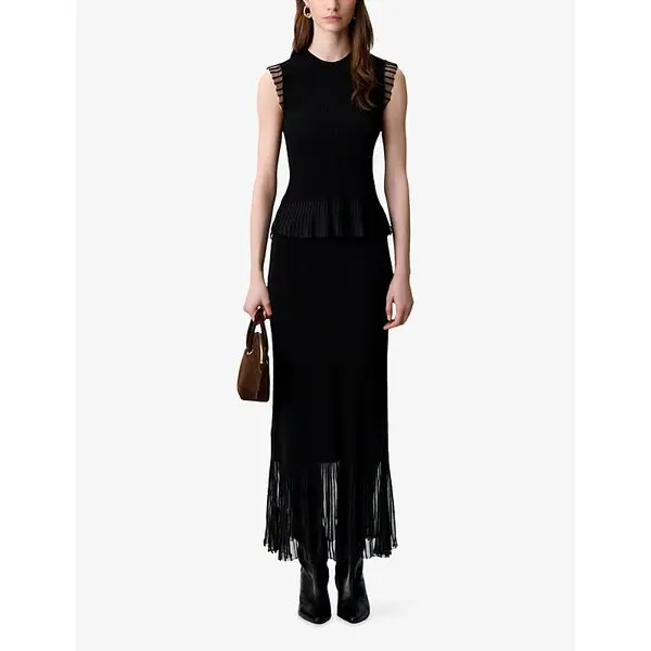 Claudie Pierlot Sleeveless Ruffled Knitted Top