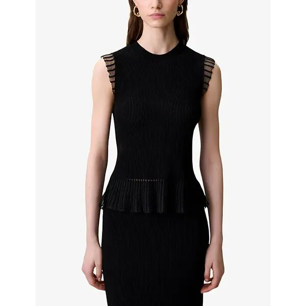 Claudie Pierlot Sleeveless Ruffled Knitted Top